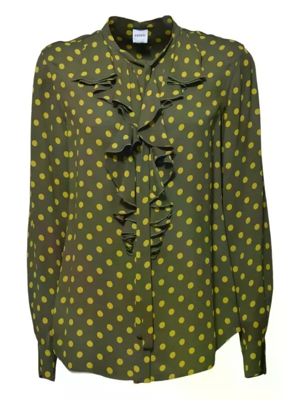 Aspesi Polka Dot-print Ruffled Blouse