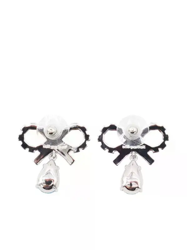 SELF-PORTRAIT Mini Bow Drop Earrings - Silver