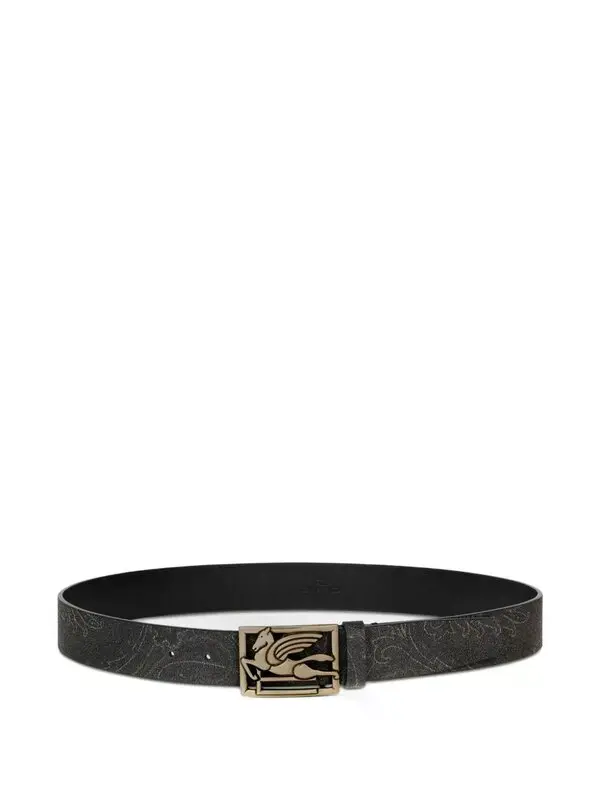 Etro Pegaso Leather Belt - Black