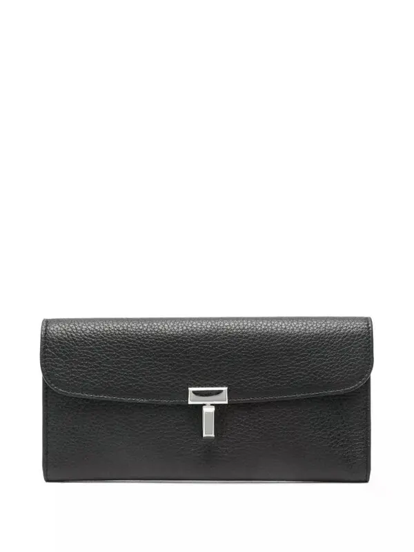 TOTEME T-lock Grained-leather Wallet - Black