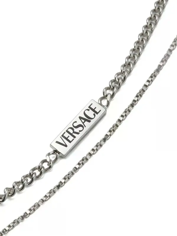 Versace Bar-pin Embellished Necklace - Silver