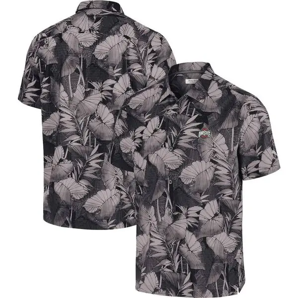 Tommy Bahama Ohio State Buckeyes Coast Nuevo Fronds Button-up Shirt - Black