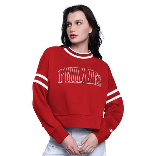 STARTER Philadelphia Phillies Power Play Cropped Pullover Sweatshirt