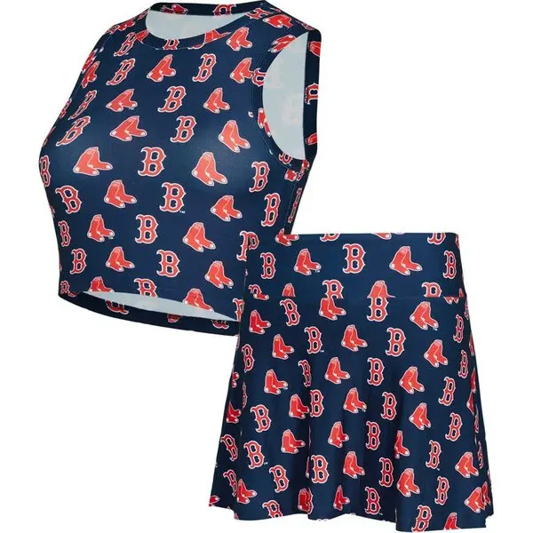 CONCEPTS SPORT Knit Tank Top & Skort Set - Navy