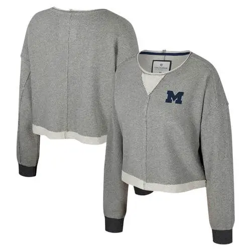 COLOSSEUM Michigan Wolverines Magnum Scoop Neck Cropped Pullover Sweatshirt