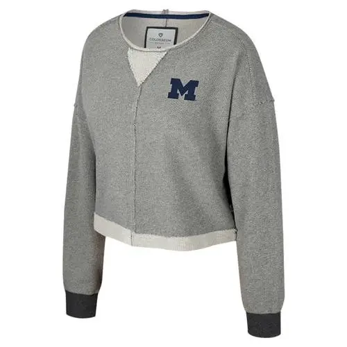 COLOSSEUM Michigan Wolverines Magnum Scoop Neck Cropped Pullover Sweatshirt