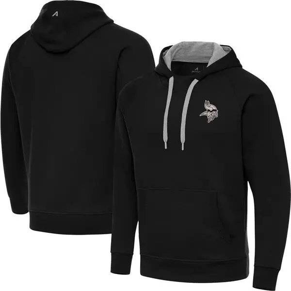 ANTIGUA Minnesota Vikings Brushed Carbon Victory Pullover Hoodie - Black