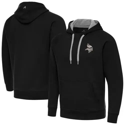 ANTIGUA Minnesota Vikings Brushed Carbon Victory Pullover Hoodie - Black