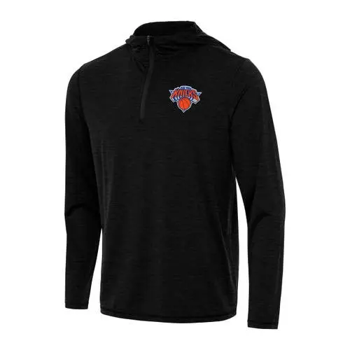 ANTIGUA New York Knicks Tidy Quarter-zip Hoodie - Heather Black