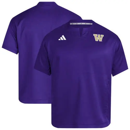 Adidas Washington Huskies Coaches Adizero Notch Neck Pullover Top - Purple