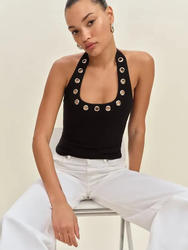 REFORMATION Sonny Knit Top - Black
