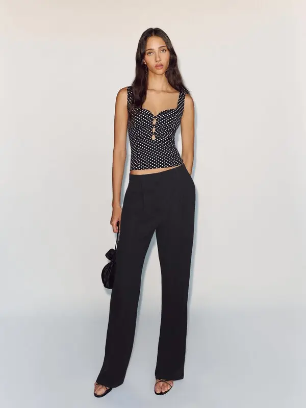 REFORMATION Francy Top Sleeveless Sweetheart Neckline With Button Detail