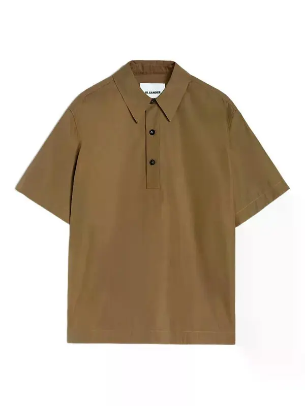 JIL SANDER Cotton Taffeta Polo Shirt - Green