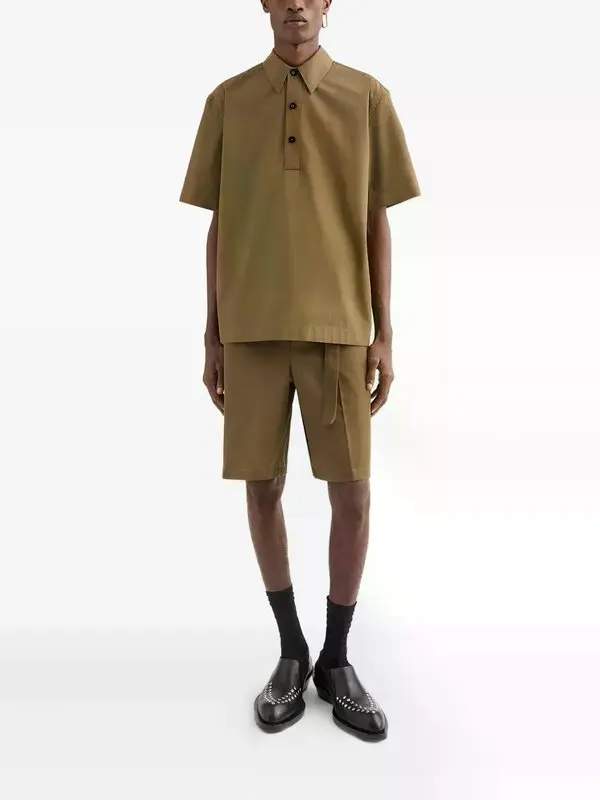 JIL SANDER Cotton Taffeta Polo Shirt - Green