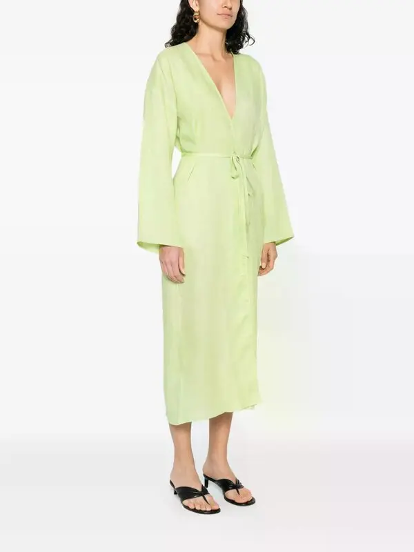 Asceno Linen Coat With Tie Waist
