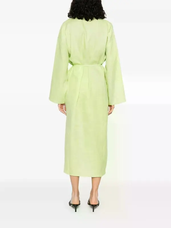 Asceno Linen Coat With Tie Waist