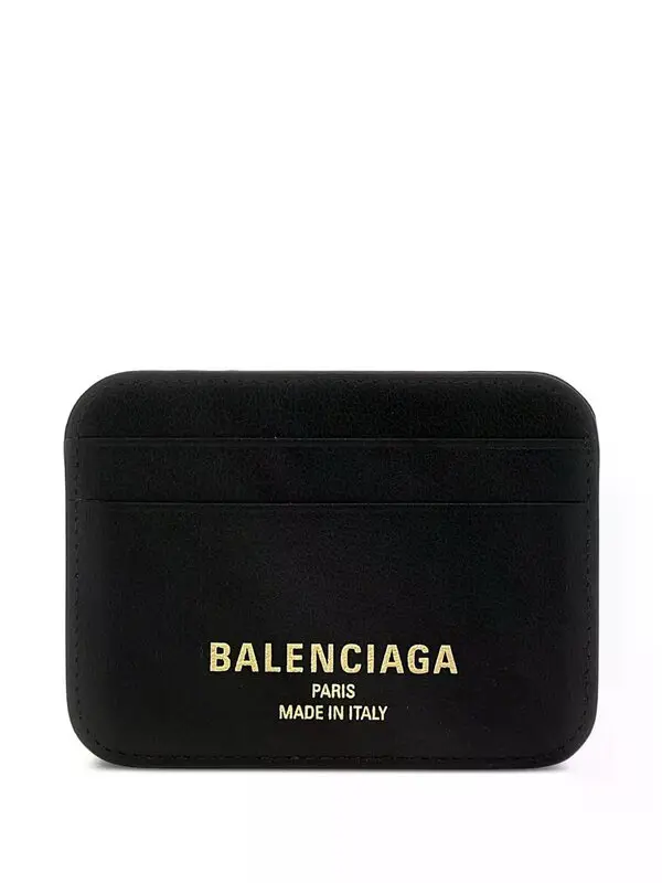 Balenciaga Cash 2.0 Leather Card Holder - Black