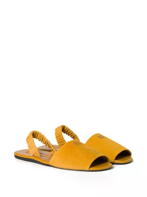 Miu Miu Ruched Suede Sandals