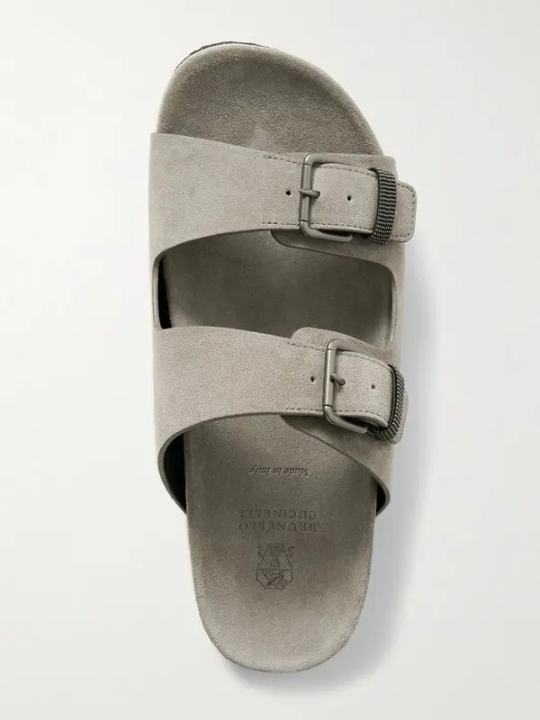 Brunello Cucinelli Bead-embellished Suede Sandals