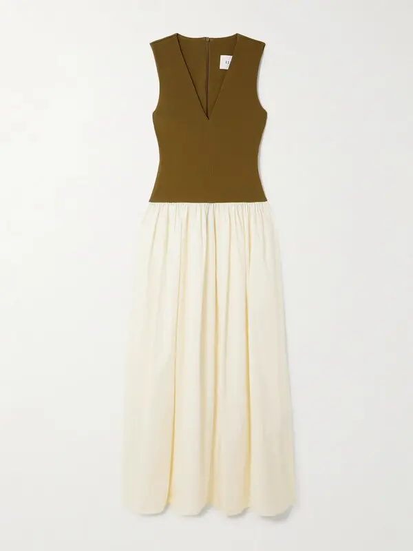 ESSE STUDIOS Stretch-knit And Silk-crepe Maxi Dress - Green