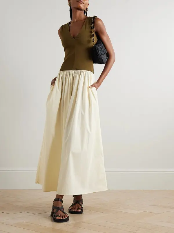 ESSE STUDIOS Stretch-knit And Silk-crepe Maxi Dress - Green