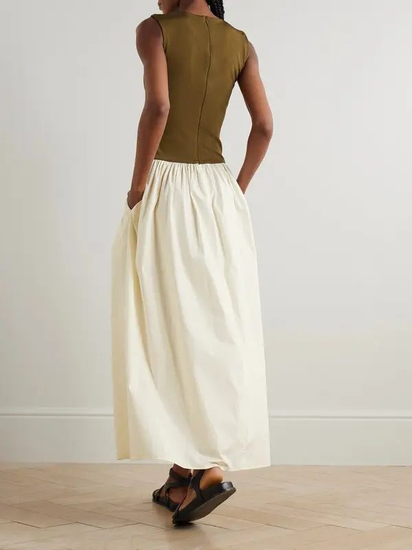 ESSE STUDIOS Stretch-knit And Silk-crepe Maxi Dress - Green