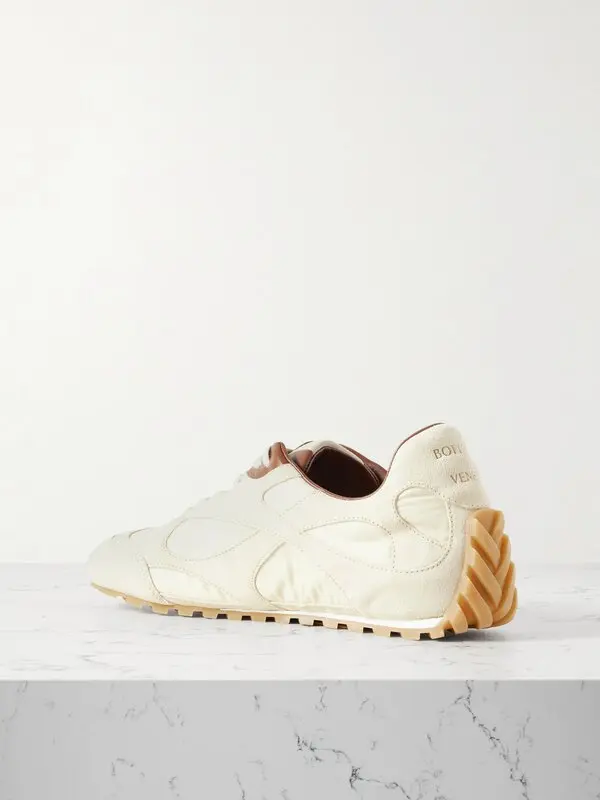 Bottega Veneta Orbit Lace-up Suede And Shell Sneakers - Neutrals