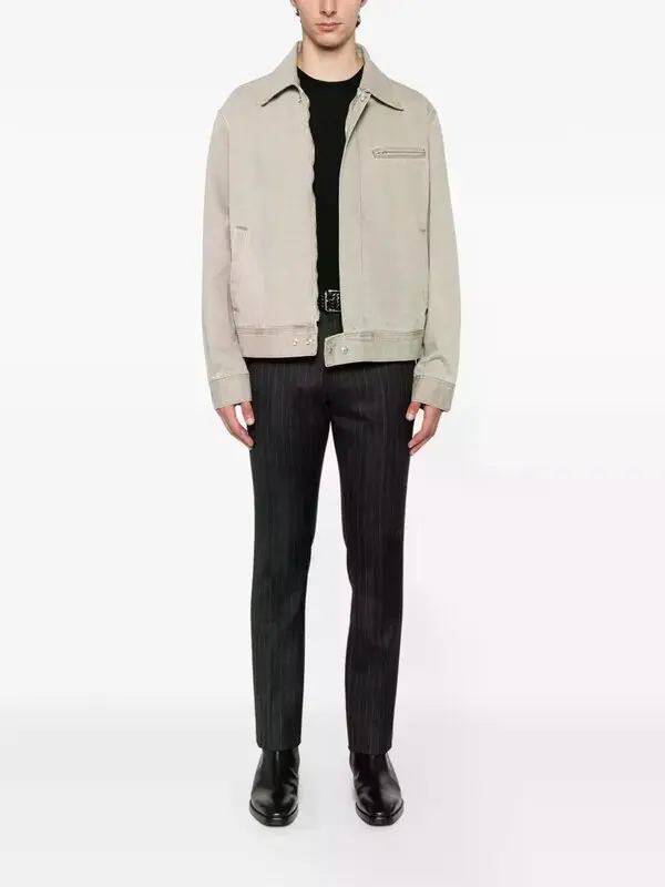 TOM FORD Striped Straight-leg Trousers - Grey