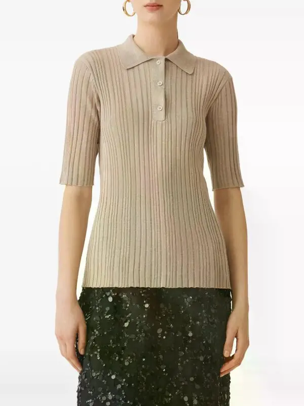 Fabiana Filippi Ribbed-knit Polo Top