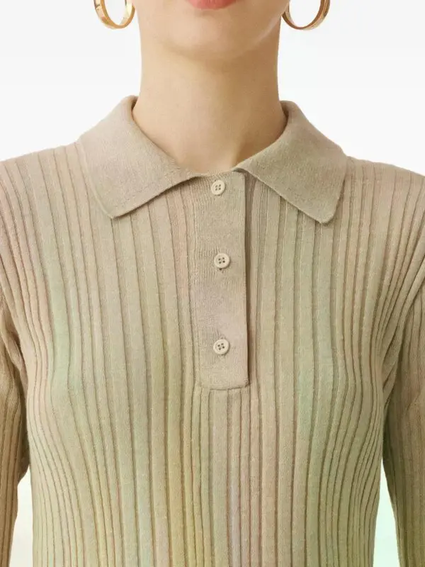 Fabiana Filippi Ribbed-knit Polo Top