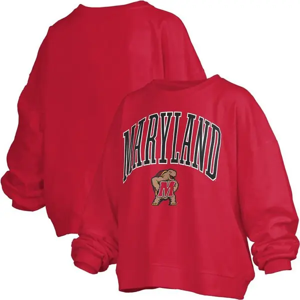 PRESSBOX Maryland Terrapins Oversized Pullover Sweatshirt - Red