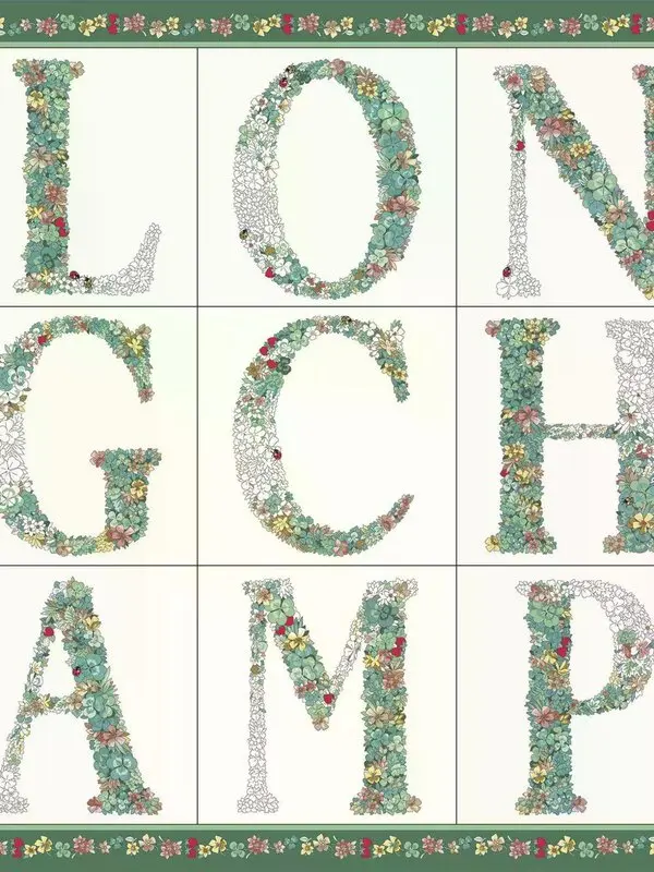 Longchamp Floral Monogram Silk Scarf