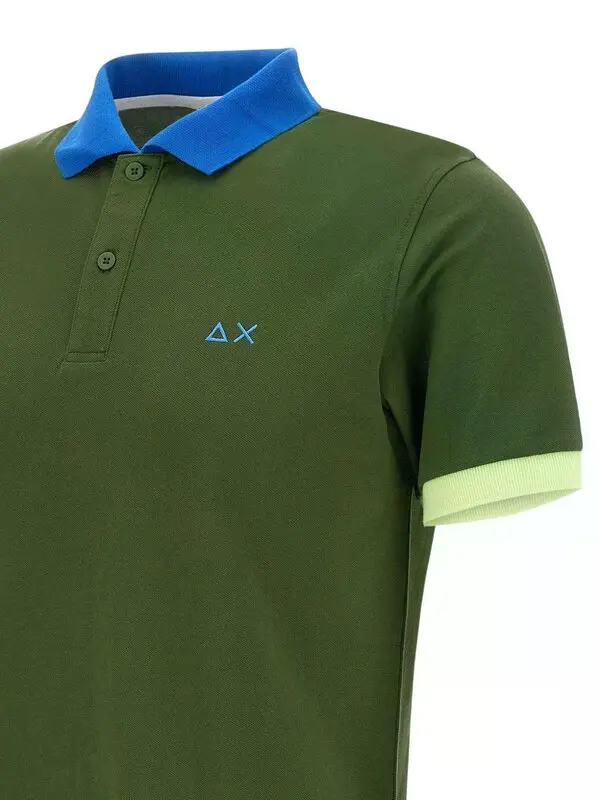 SUN 68 Colour-blocked Polo Shirt - Green