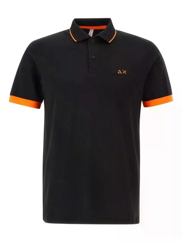 SUN 68 Contrast-collared Polo Shirt - Black