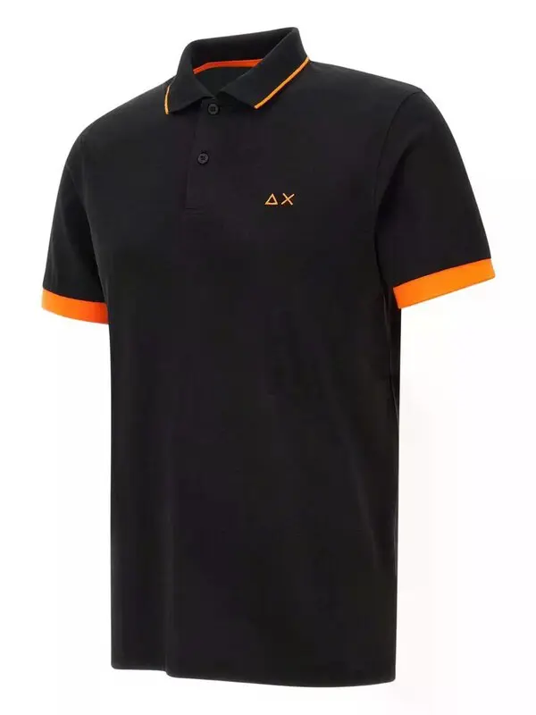 SUN 68 Contrast-collared Polo Shirt - Black