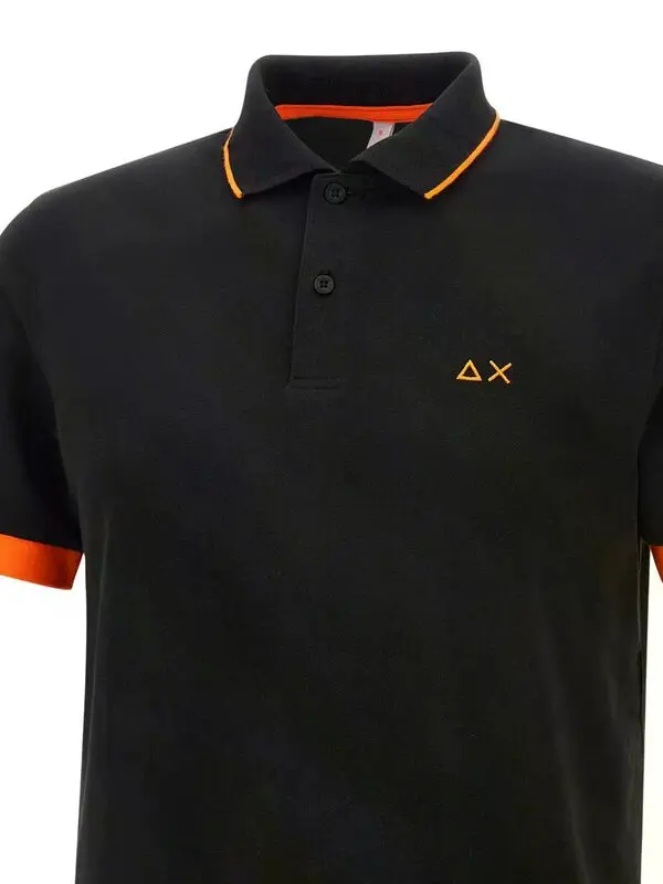 SUN 68 Contrast-collared Polo Shirt - Black