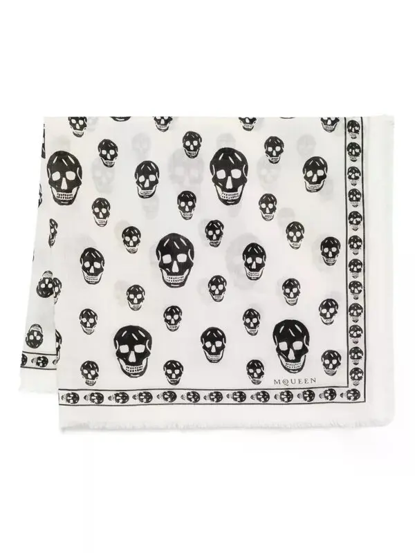 Alexander McQueen Classic Skull Scarf - White