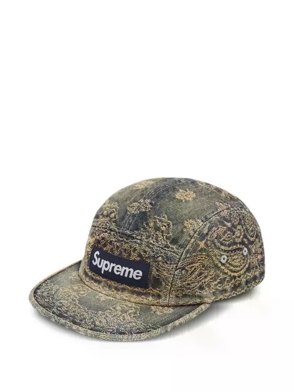 Supreme Bandana-jacquard Denim Cap - Blue