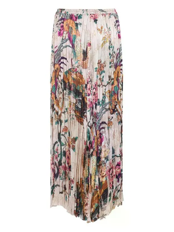 Roberto Cavalli Pleated Floral-print Maxi Skirt