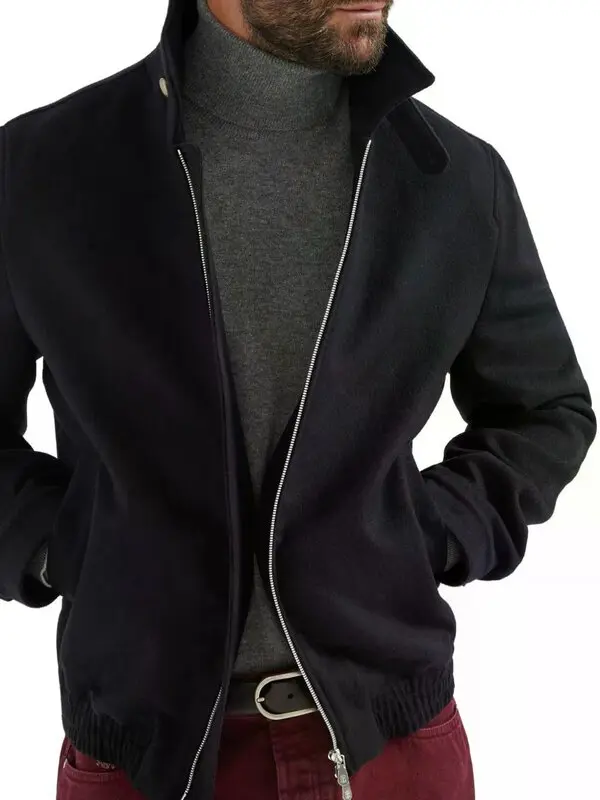 Brunello Cucinelli Wool Bomber Jacket - Black