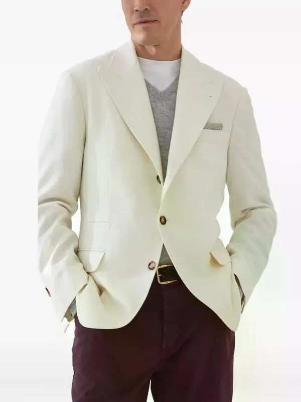 Brunello Cucinelli Wool-cashmere Blazer - White
