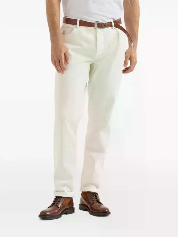 Brunello Cucinelli Logo-patch Jeans - White
