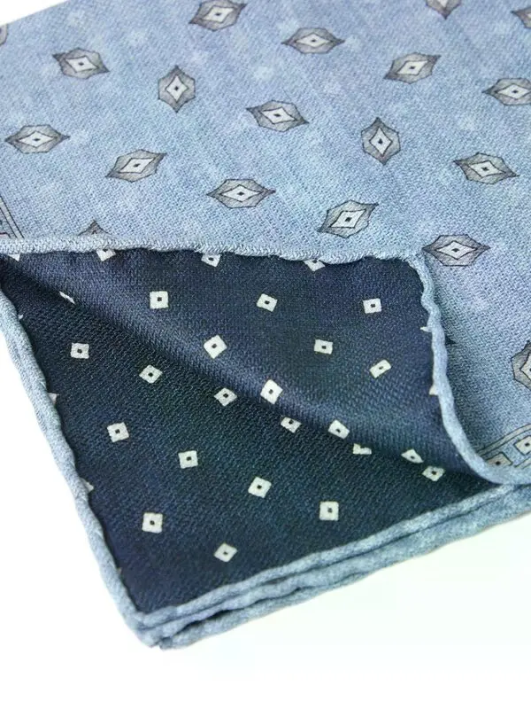 Brunello Cucinelli Reversible Printed Pocket Square - Blue