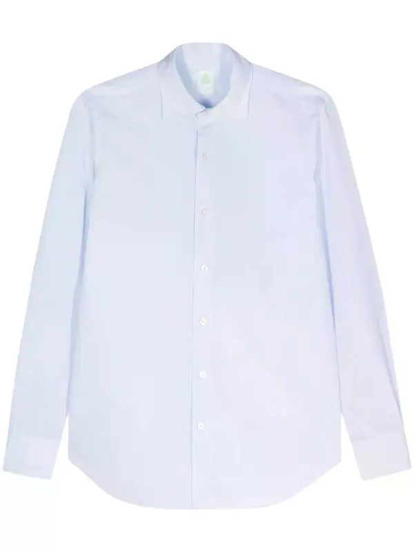 FINAMORE 1925 Poplin Cotton Shirt - Blue