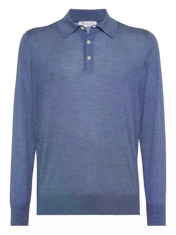 Brunello Cucinelli Lightweight Knitted Polo Shirt - Blue