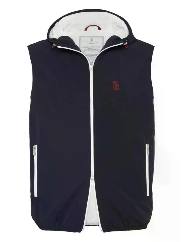 Brunello Cucinelli Zip-up Hooded Gilet - Blue