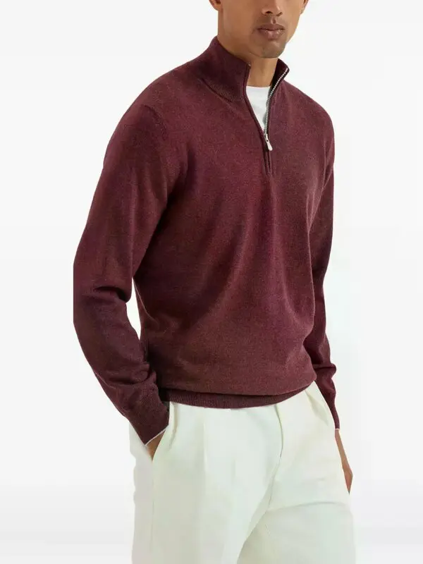 Brunello Cucinelli Zip-up Sweater - Red
