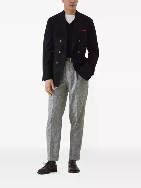 Brunello Cucinelli Sharkskin Trousers - Grey