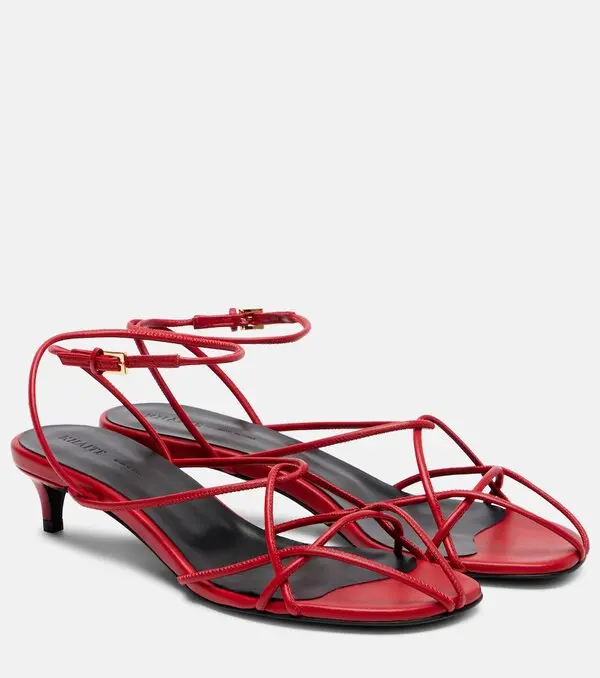 Khaite Loulou 35 Leather Slingback Sandals - Red