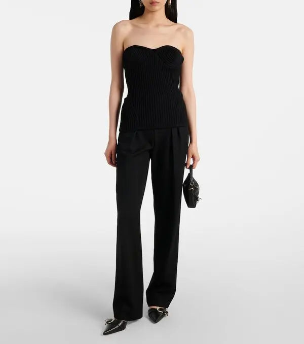 JEAN PAUL GAULTIER Ribbed-knit Wool-blend Corset - Black